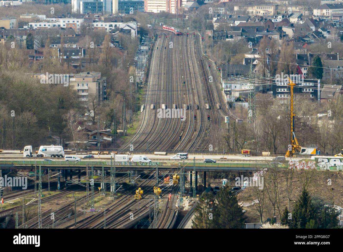 Duisburg, Germany. 17th Mar, 2023. The 8-lane rail line at the ...