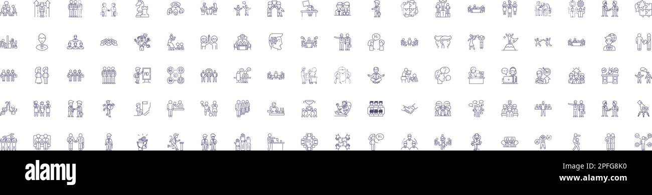 People communication line icons signs set. Design collection of Dialog, Chatting, Conversing ...