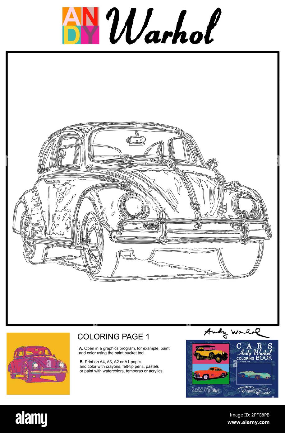 Andy Warhol Coloring page Stock Photo - Alamy