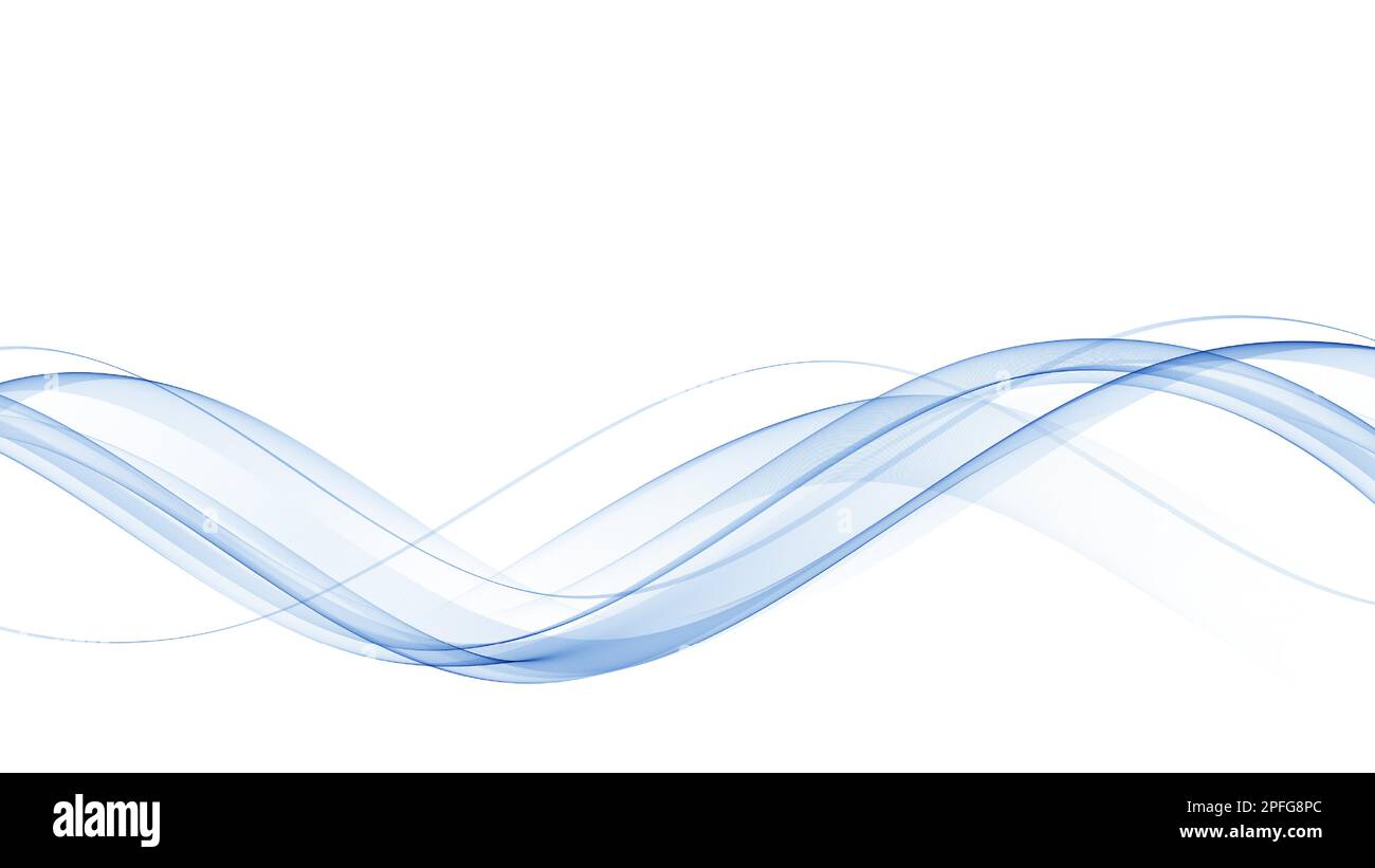 Abstract, smooth, transparent, blue, wave design element. Blue wave ...