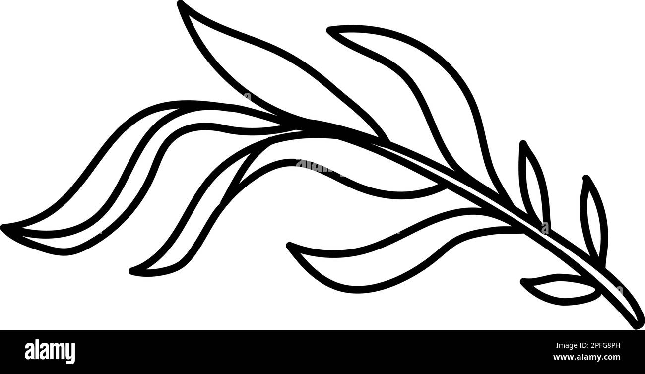 Leaves branch line art vector Stock Vector Image & Art - Alamy