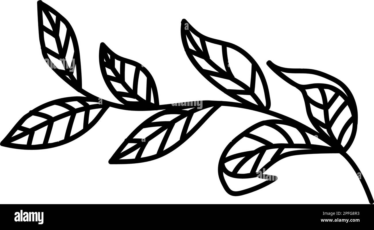 Leaves branch line art vector Stock Vector Image & Art - Alamy