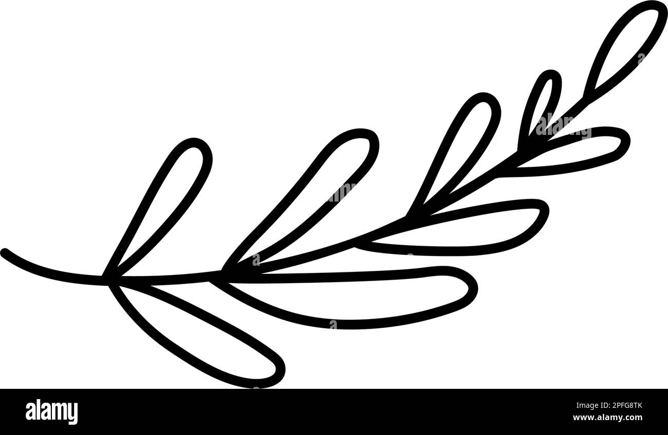 Leaves branch line art vector Stock Vector Image & Art - Alamy