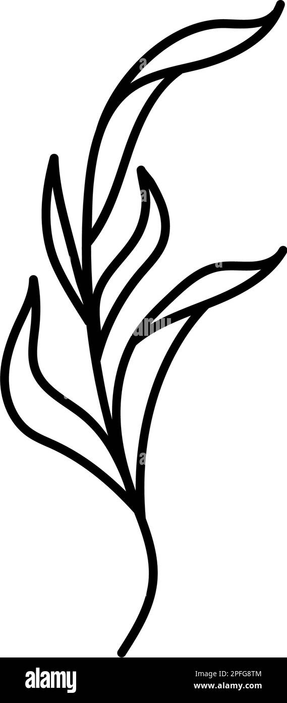 Leaves branch line art vector Stock Vector Image & Art - Alamy