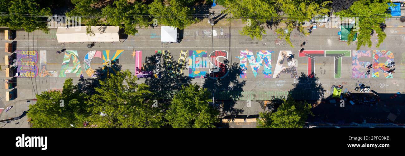 Aerial View of 'Black Lives Matter' Message Written on Street in ...