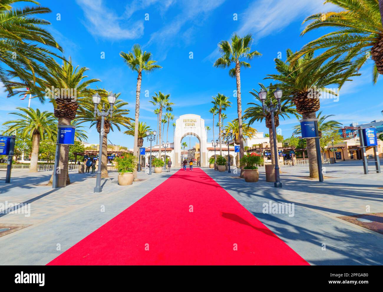 LOS ANGELES, CALIFORNIA - JANUARY 18, 2023: Red Carpet at the Main Entrance to the Universal ...