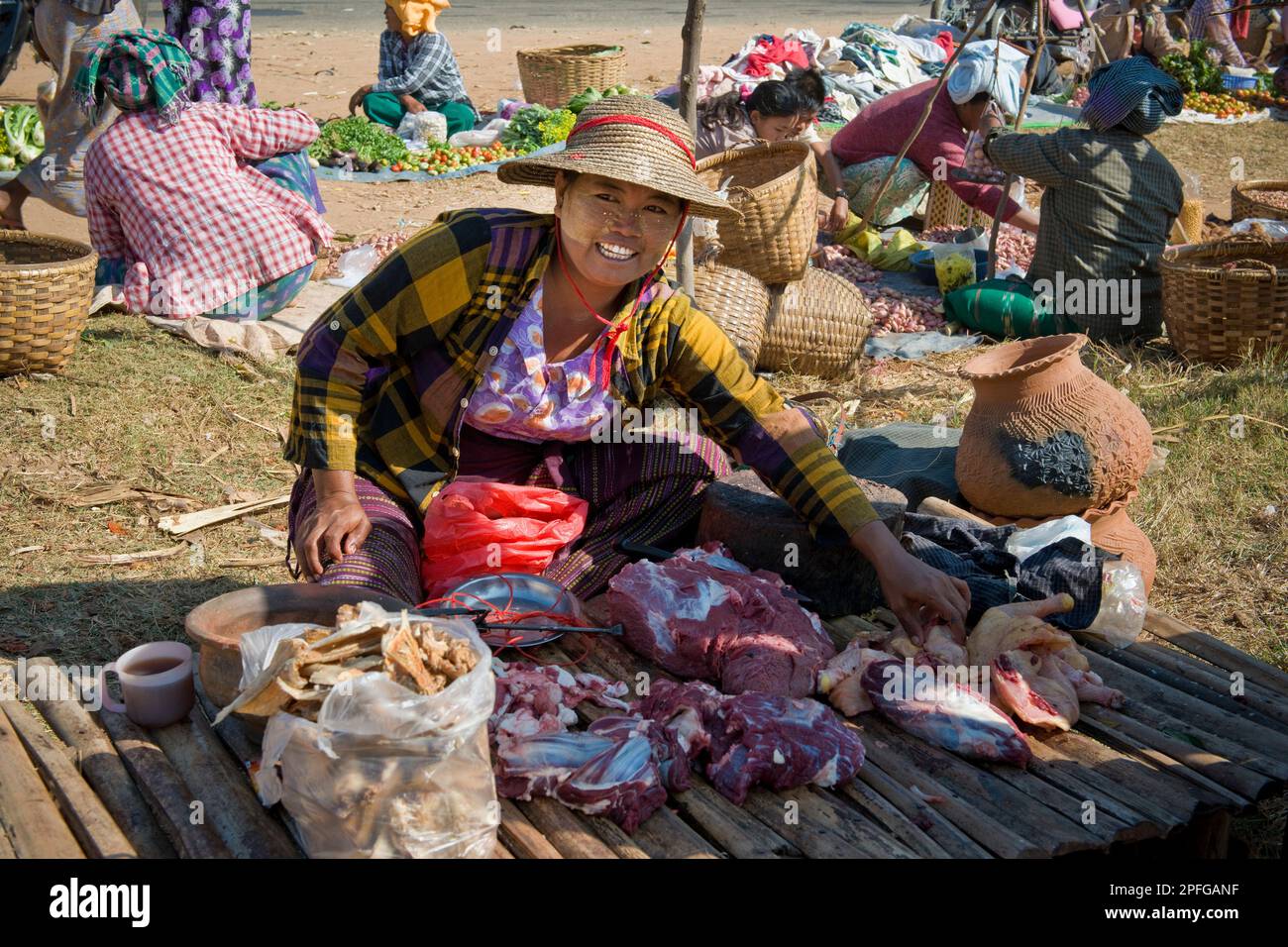Myanmar, surrounding of Bagan, traditional market Stock Photo - Alamy