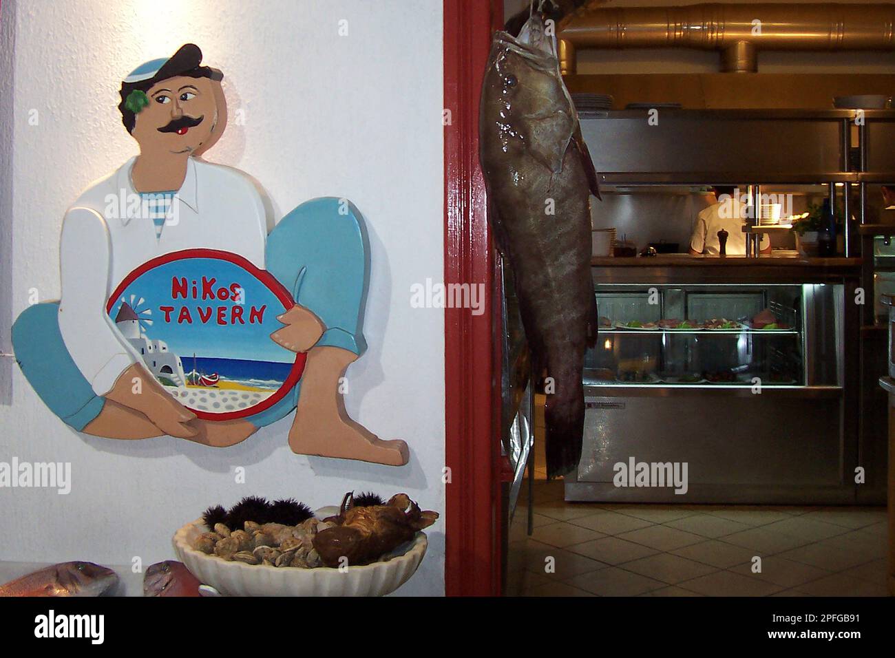 Greece, Mikonos, Nikos tavern Stock Photo - Alamy