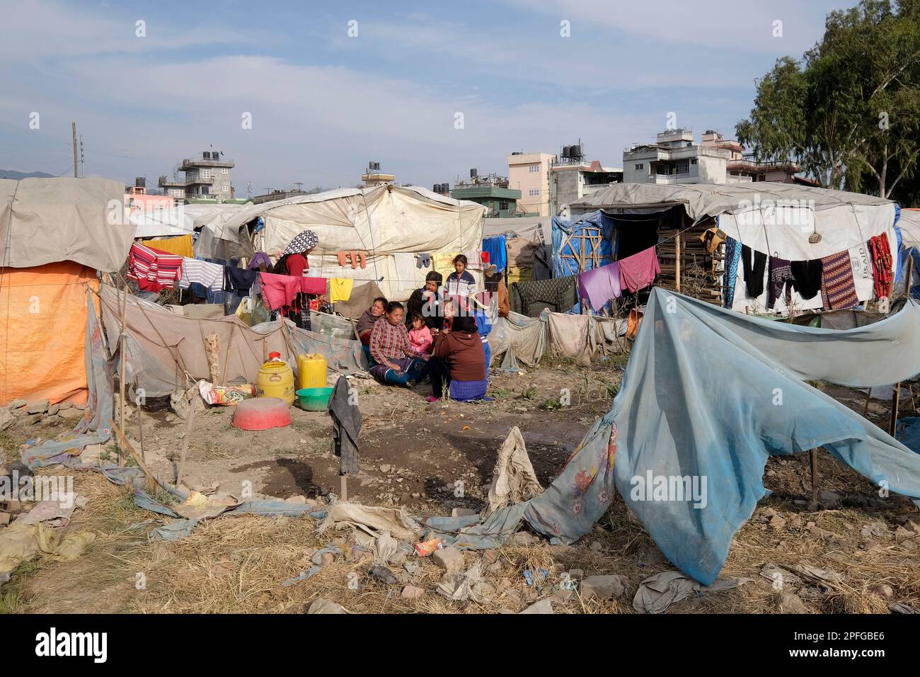 Nepal, Kathmandu, earthquake welcome camp Stock Photo - Alamy