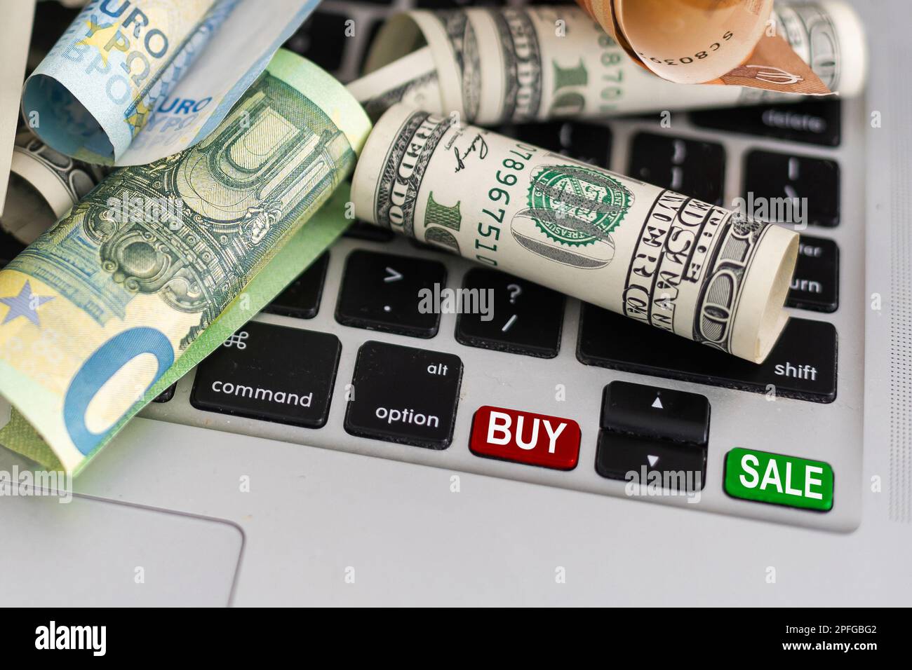 Computer keyboard with two business keys - e-commerce concept Stock ...