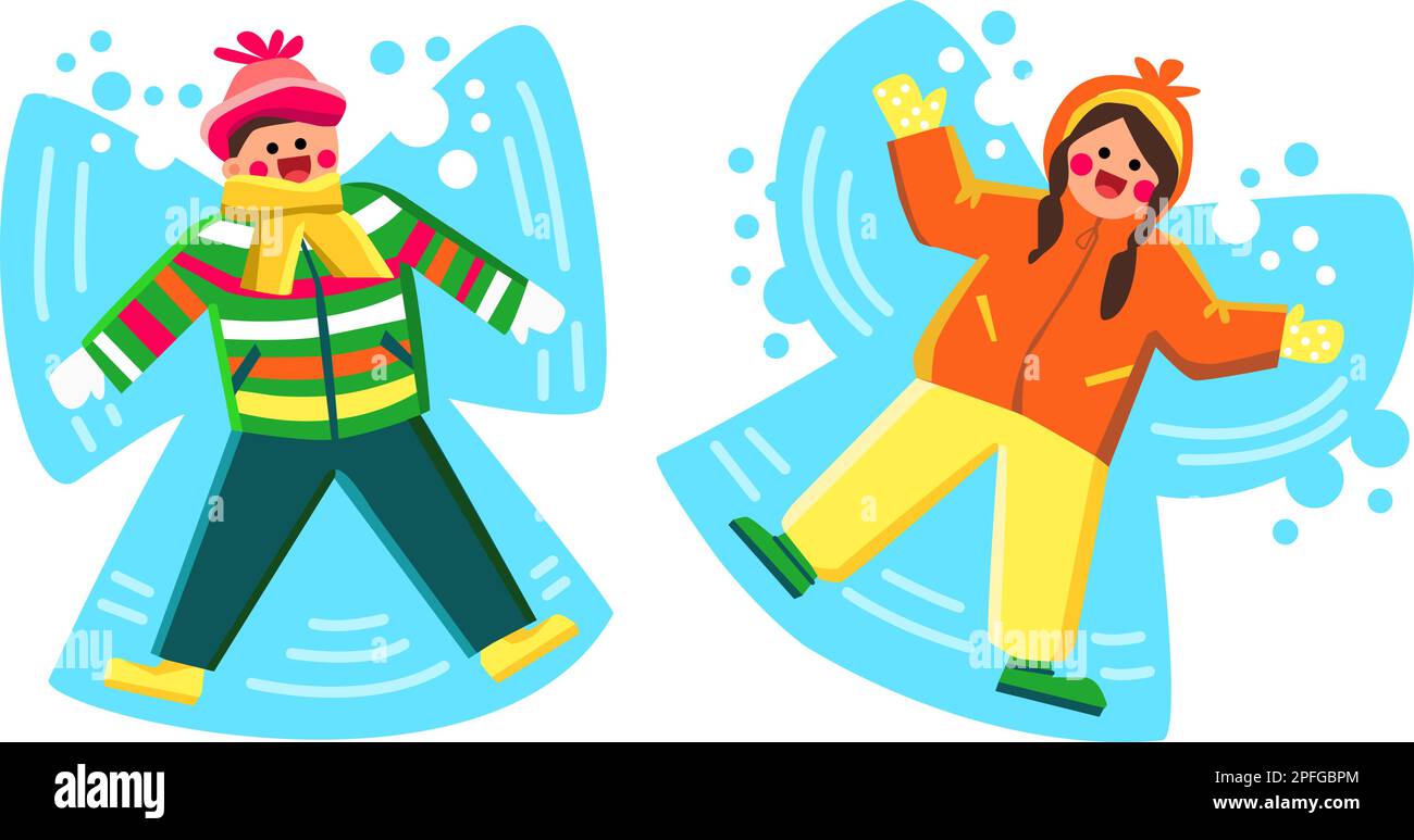 kid snow angel vector Stock Vector Image & Art - Alamy