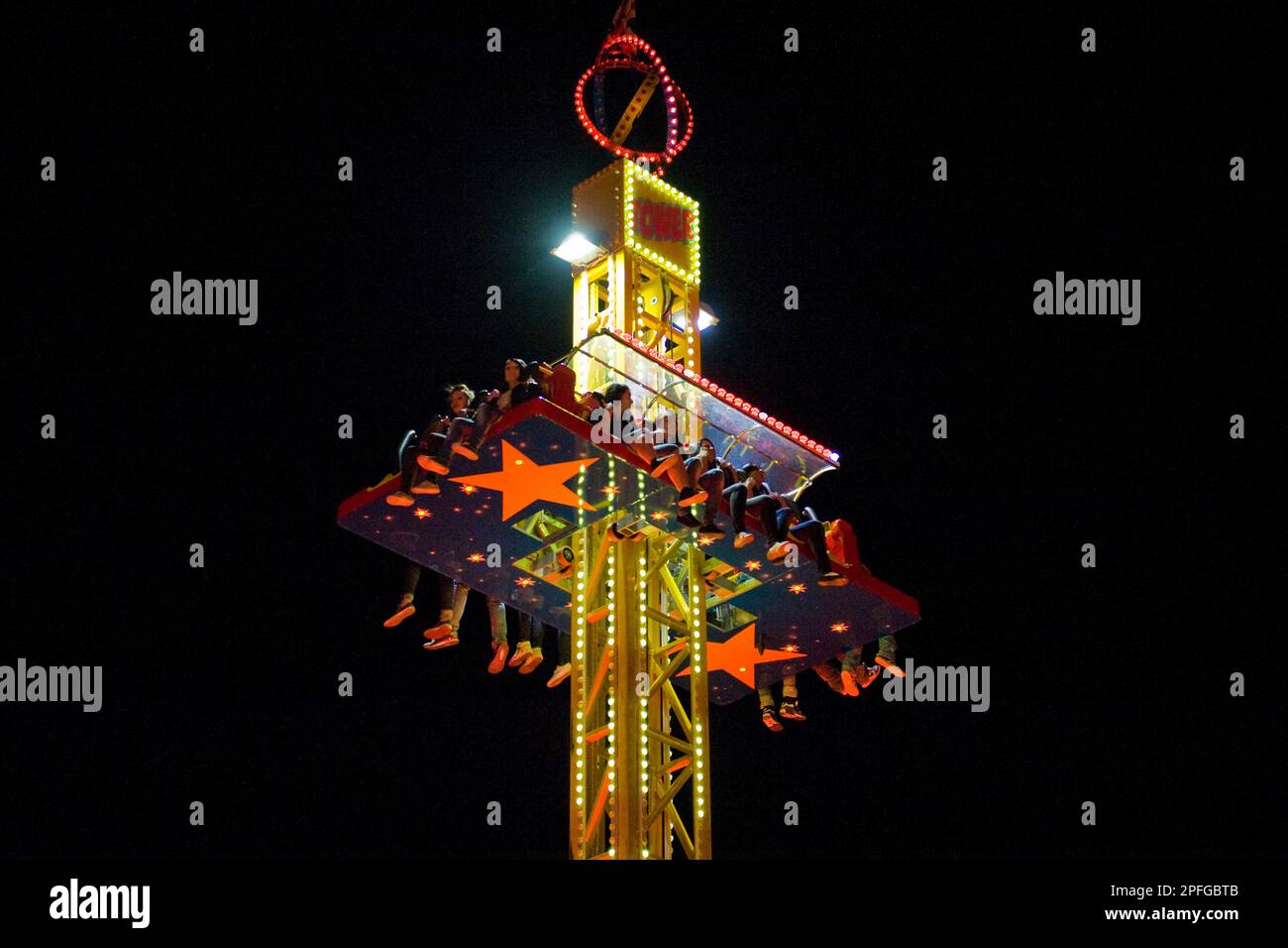 Switzerland, Canton Ticino, Bellinzona, amusement park, drop tower ...