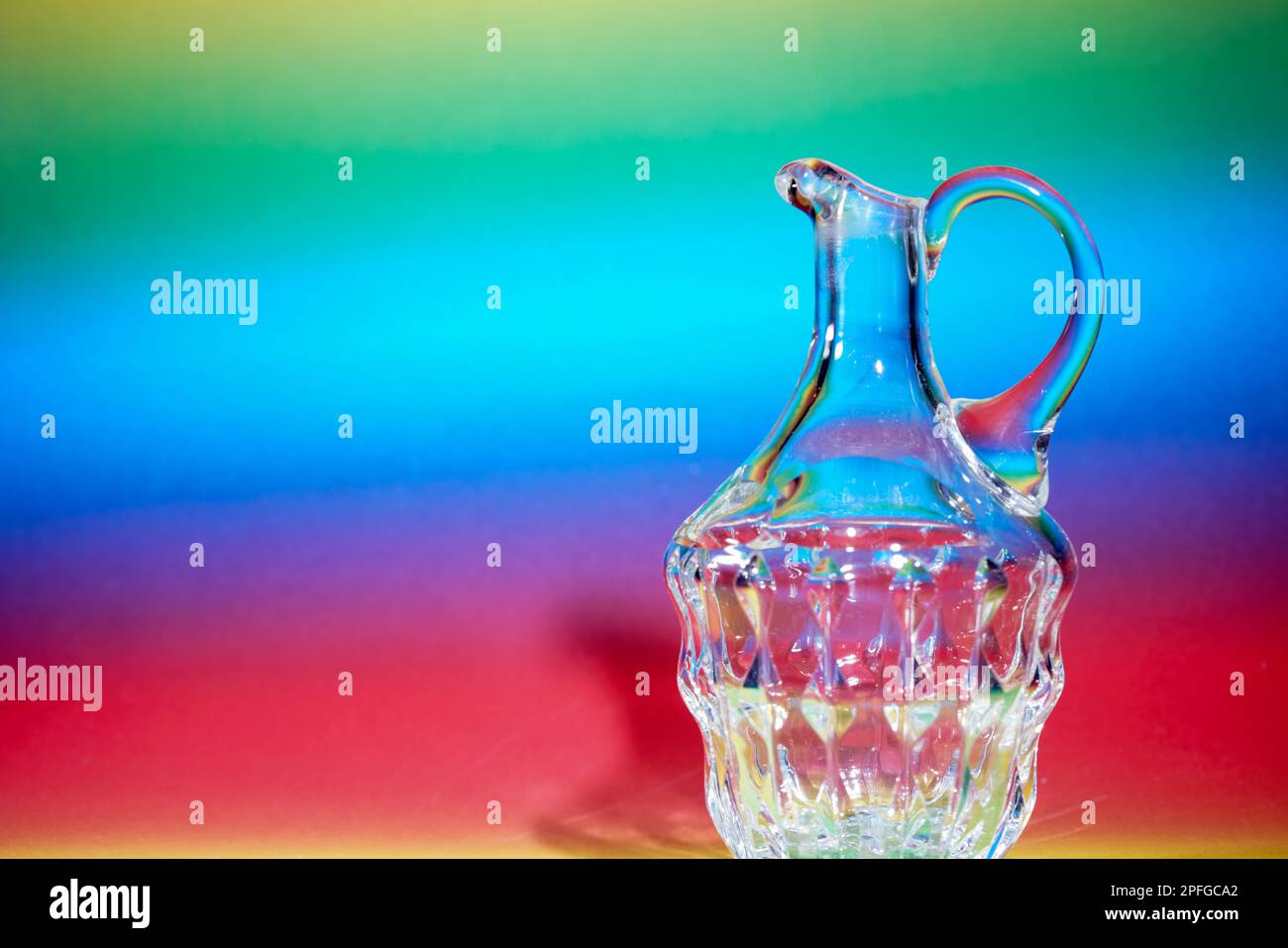 Glass made of crystal-like materials photographed in the studio with ...