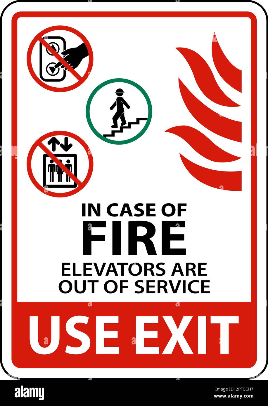 Fire Symbol Do Not Use Elevators, Use Stairs Symbols Stock Vector Image ...