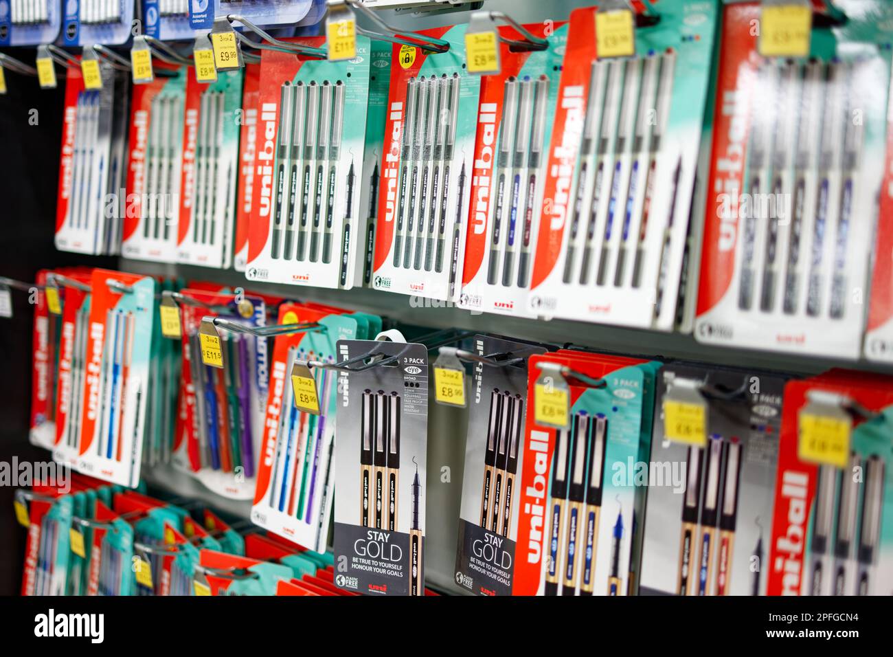 Pens on display in shop Stock Photo - Alamy