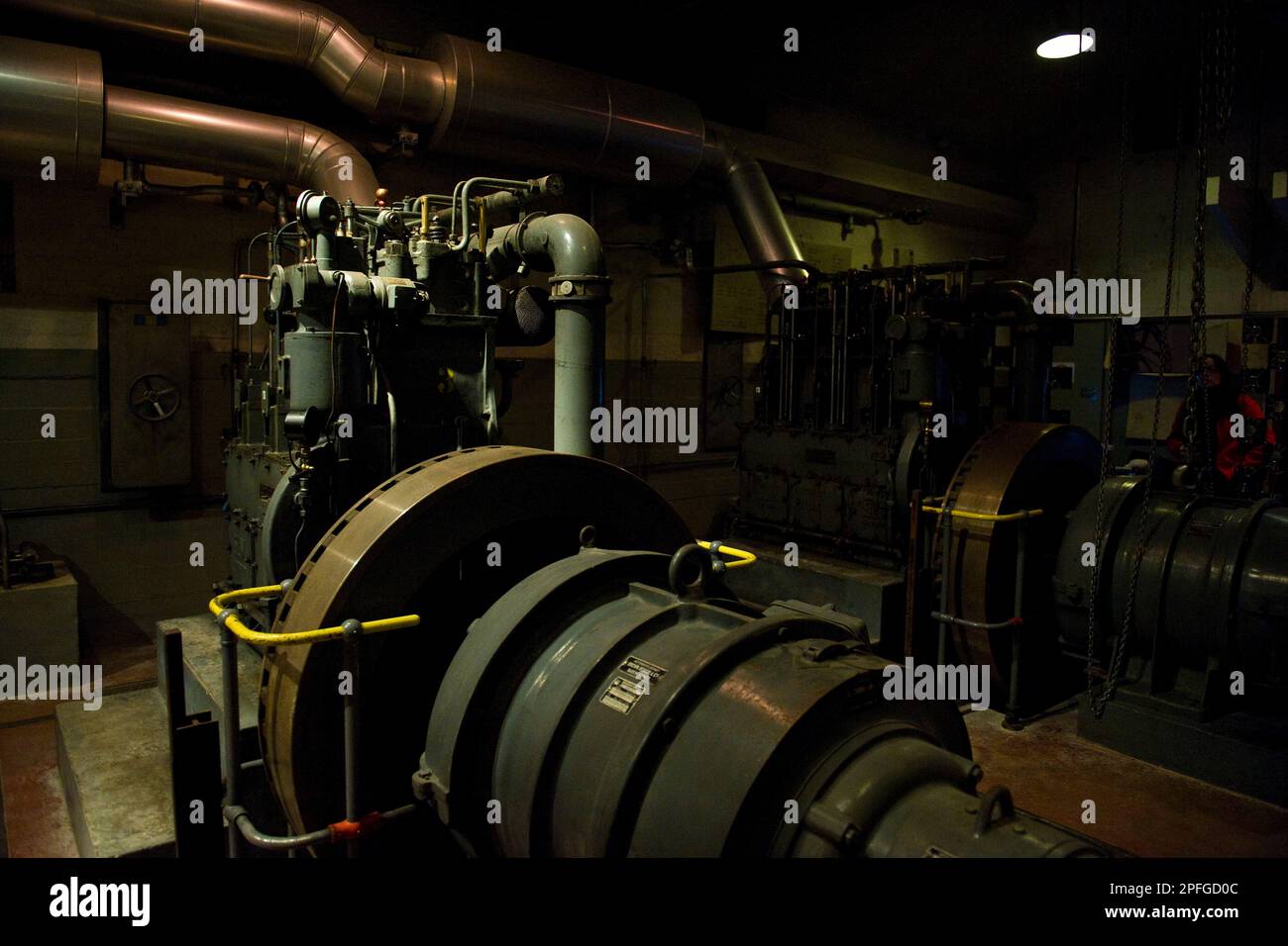 Switzerland, Gotthard pass, Sasso museum, engine room Stock Photo - Alamy