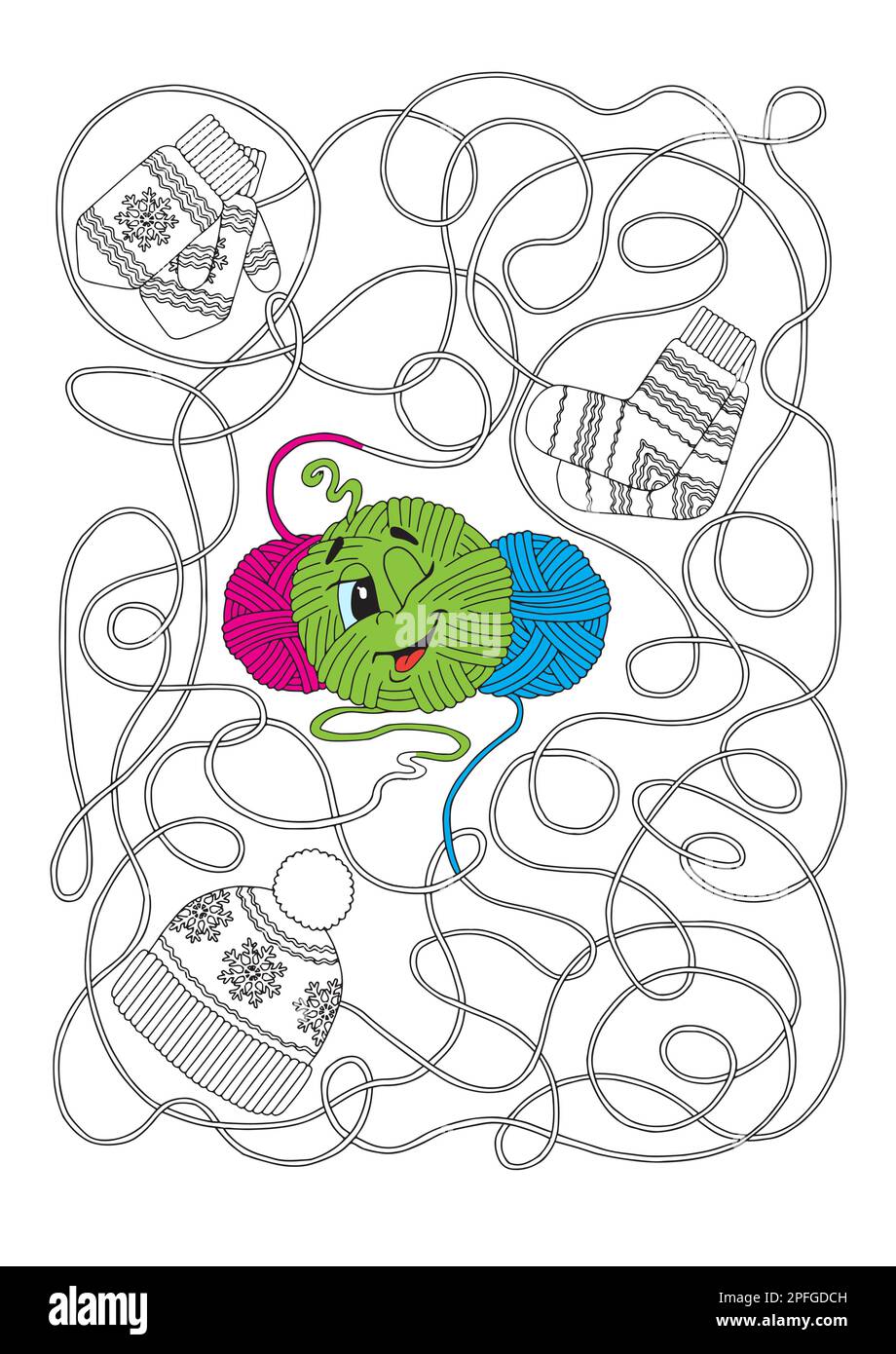 Labyrinth game for children, intertwined balls of yarn Stock Vector Image & Art - Alamy