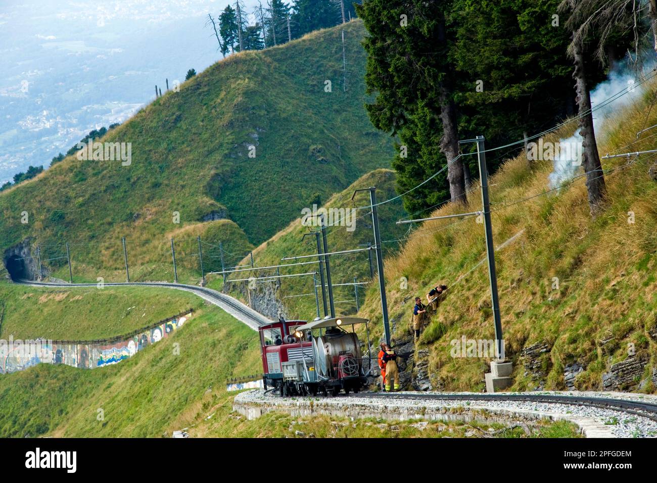 Switzerland. Canton Ticino. Monte Generoso. Railway. steam train Stock ...