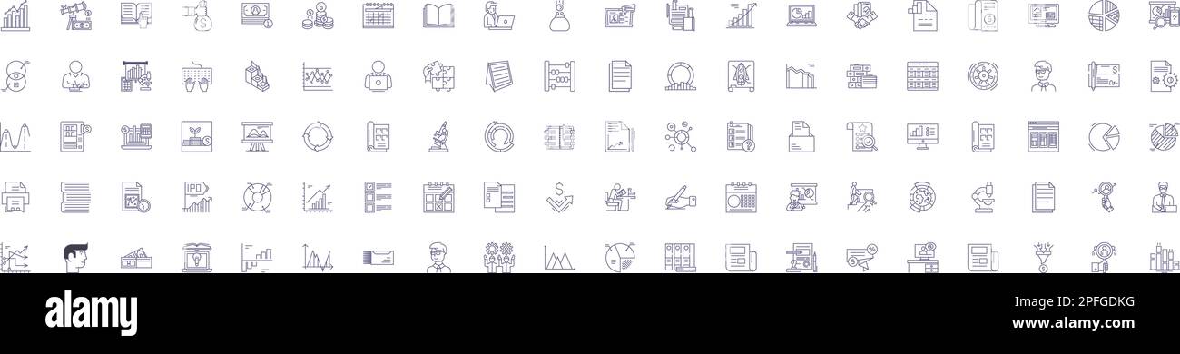 Research and analysis line icons signs set. Design collection of Research, Analysis, Evaluate ...