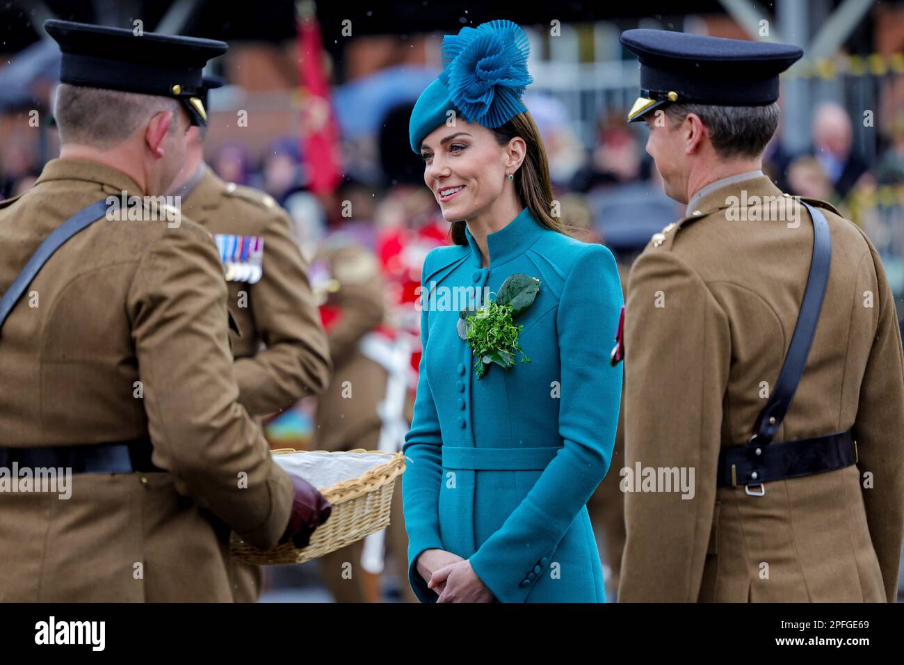 The Princess of Wales presents the traditional sprigs of shamrock to ...