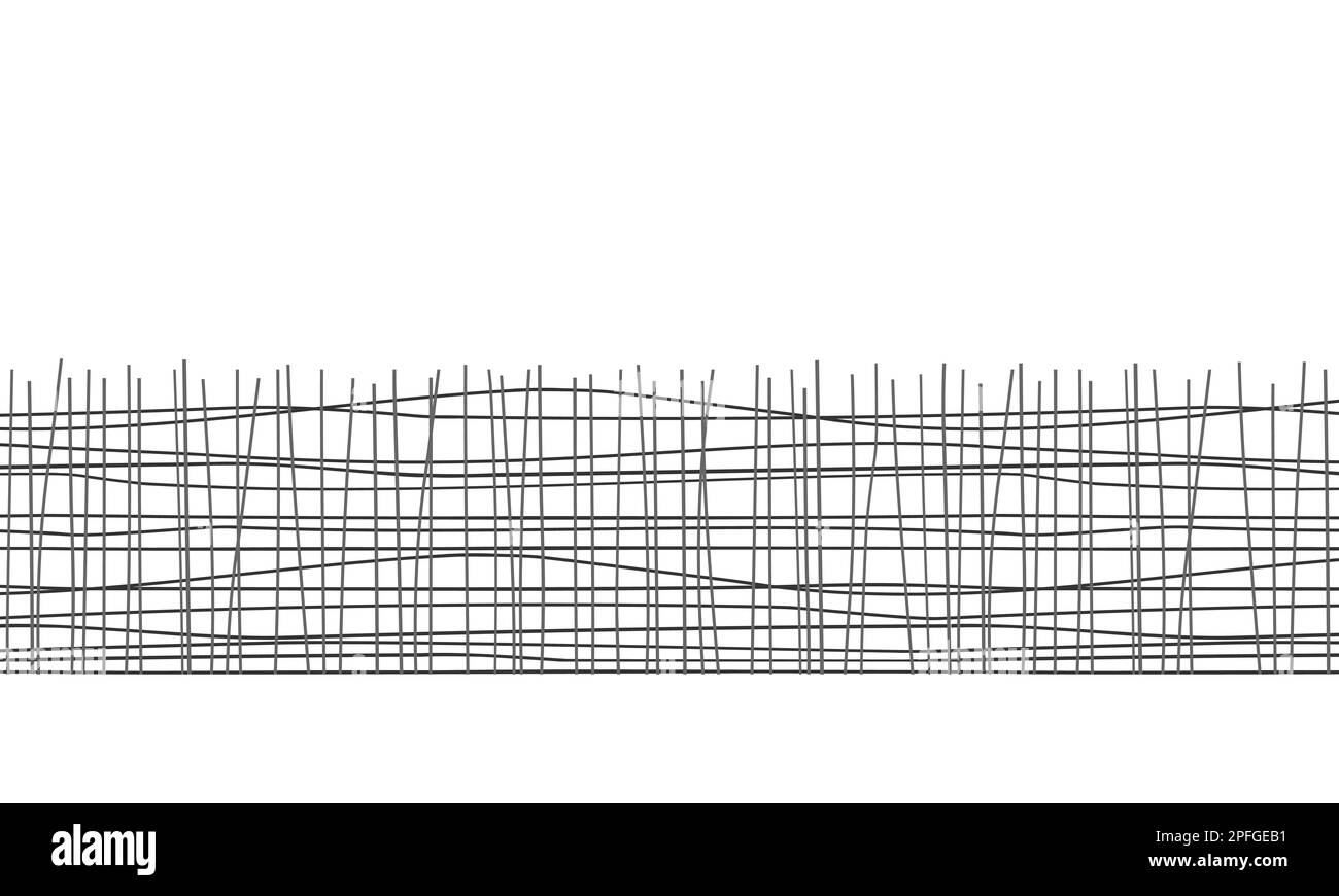 Hand drawn line freehand grid vector outline texture, horizontal border ...