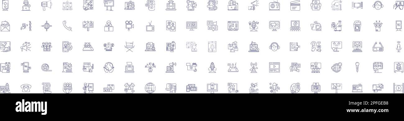 Social mass media line icons signs set. Design collection of Social ... Social mass media line icons signs set. Design collection of Social ...
