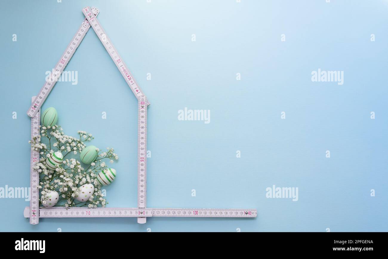 Easter decoration for construction concept. Easter eggs with folding ...