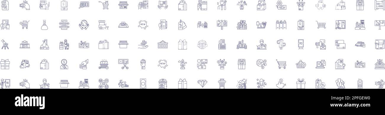 Retail line icons signs set. Design collection of Shopping ...