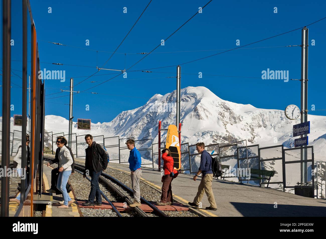 Switzerland, Canton Valais, Zermatt, Gornergrat Bahn railway Stock ...