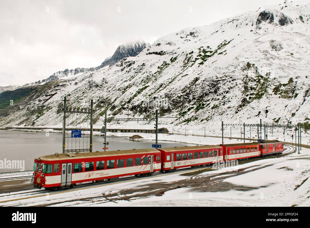 Glacier express train, Oberalp pass, Canton Uri, Switzerland Stock ...