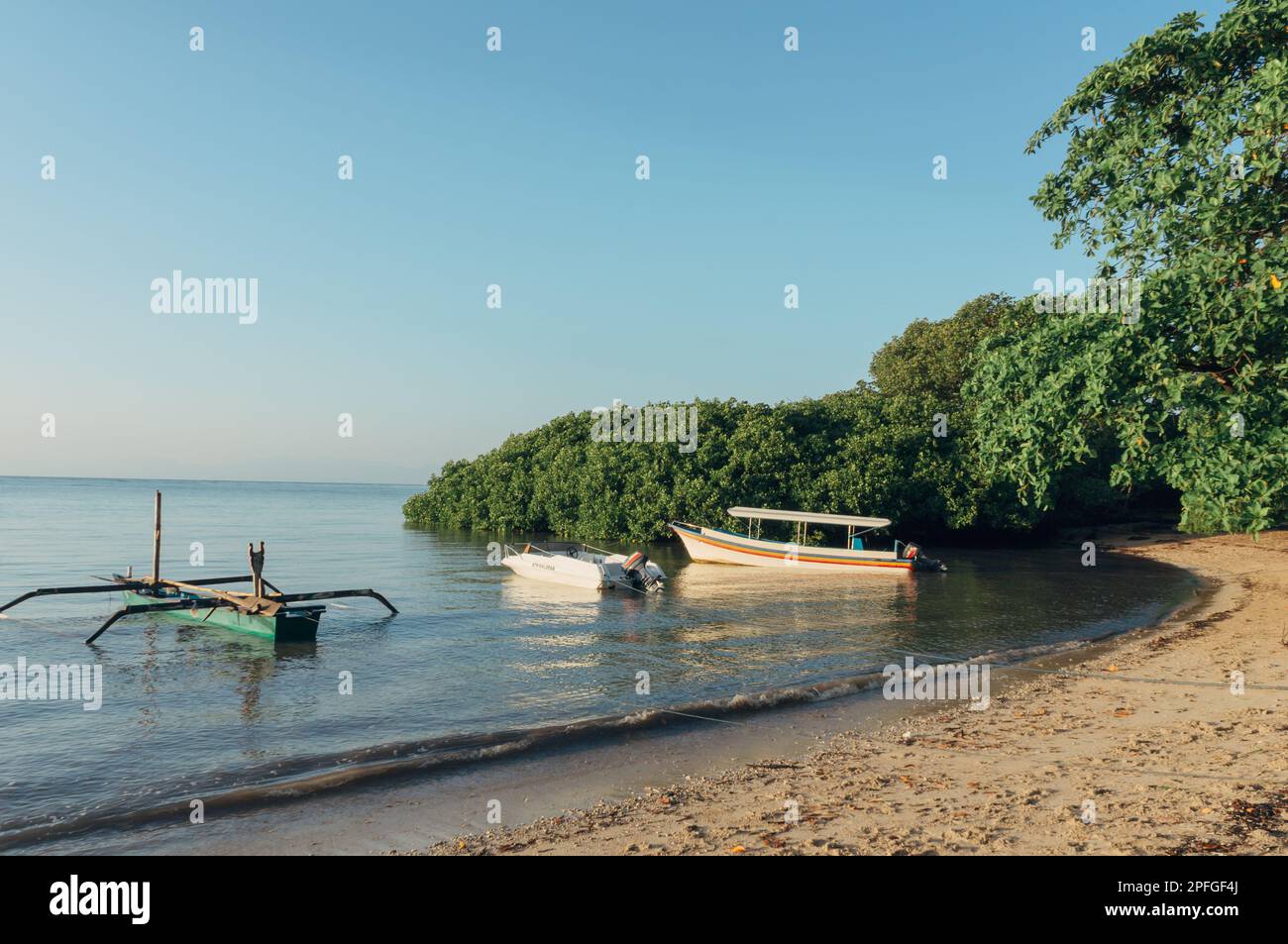 Traditional wooden boat in Bama beach, Baluran, Situbondo, Indonesia ...