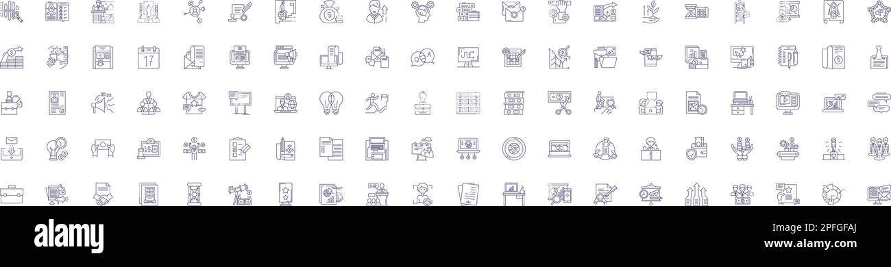 Presentation line icons signs set. Design collection of Presentation ...