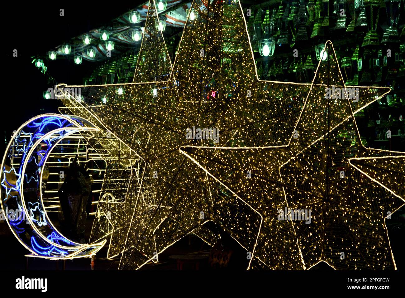 Background of festive decorations of Islamic Ramadan fasting month in ...