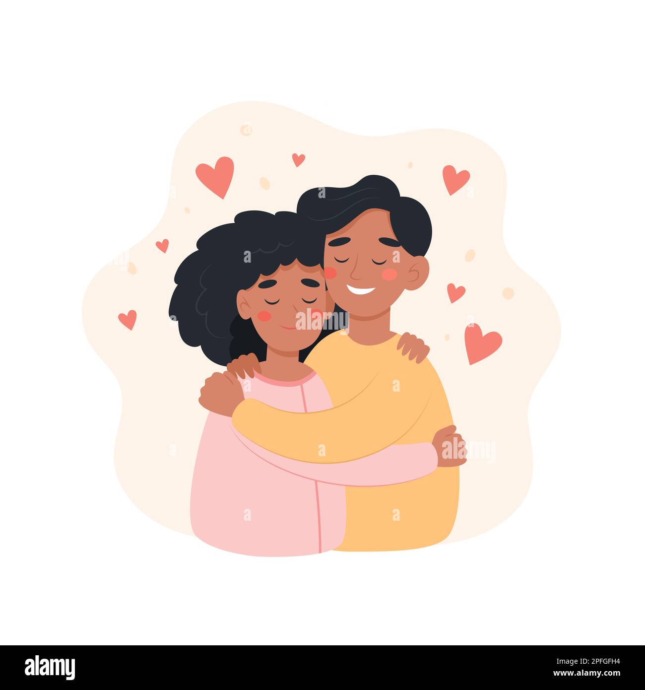 Cute Couples Hugging Cartoon