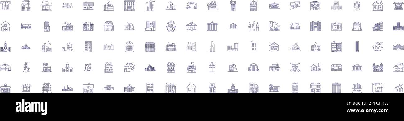 Property market line icons signs set. Design collection of real estate, property, housing ...