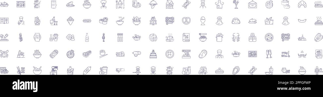 Restaurant food line icons signs set. Design collection of Cuisine, Meal, Dining, Delicacy ...