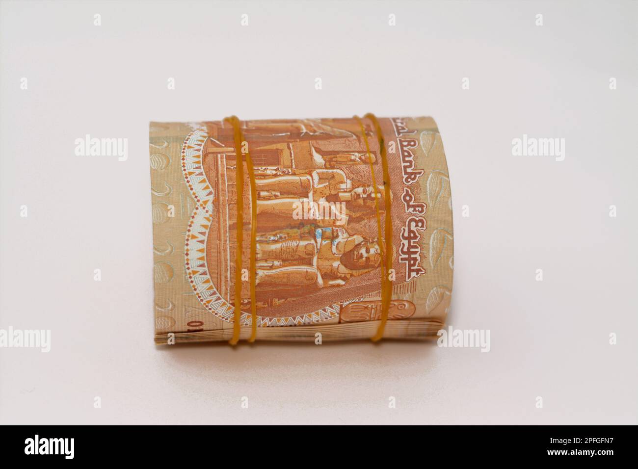 Egypt money bundle roll of pounds, 1 EGP LE one Egyptian pound cash ...