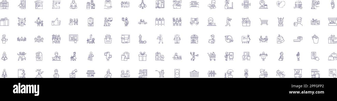 Sales people line icons signs set. Design collection of Salespeople ...