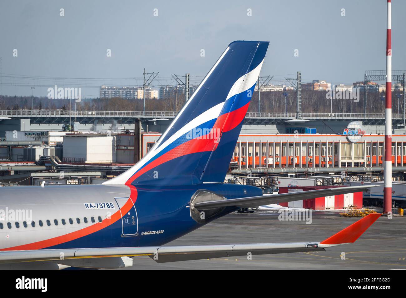 MOSCOW - MARCH 07: Fuselage and Tail of an airplane with Aeroflot ...