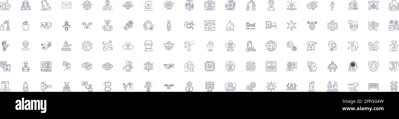 Robotics line icons signs set. Design collection of Robotics ... Robotics line icons signs set. Design collection of Robotics ...