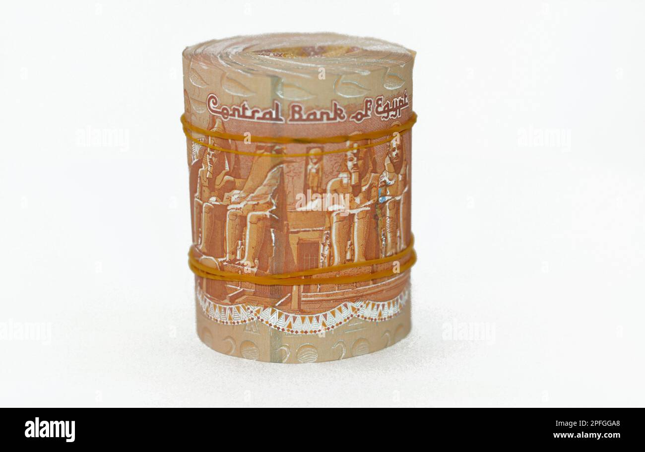 Egypt money bundle roll of pounds, 1 EGP LE one Egyptian pound cash ...