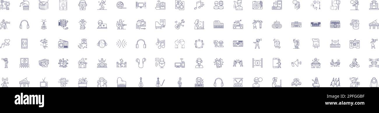 Sound studio line icons signs set. Design collection of Recording ...