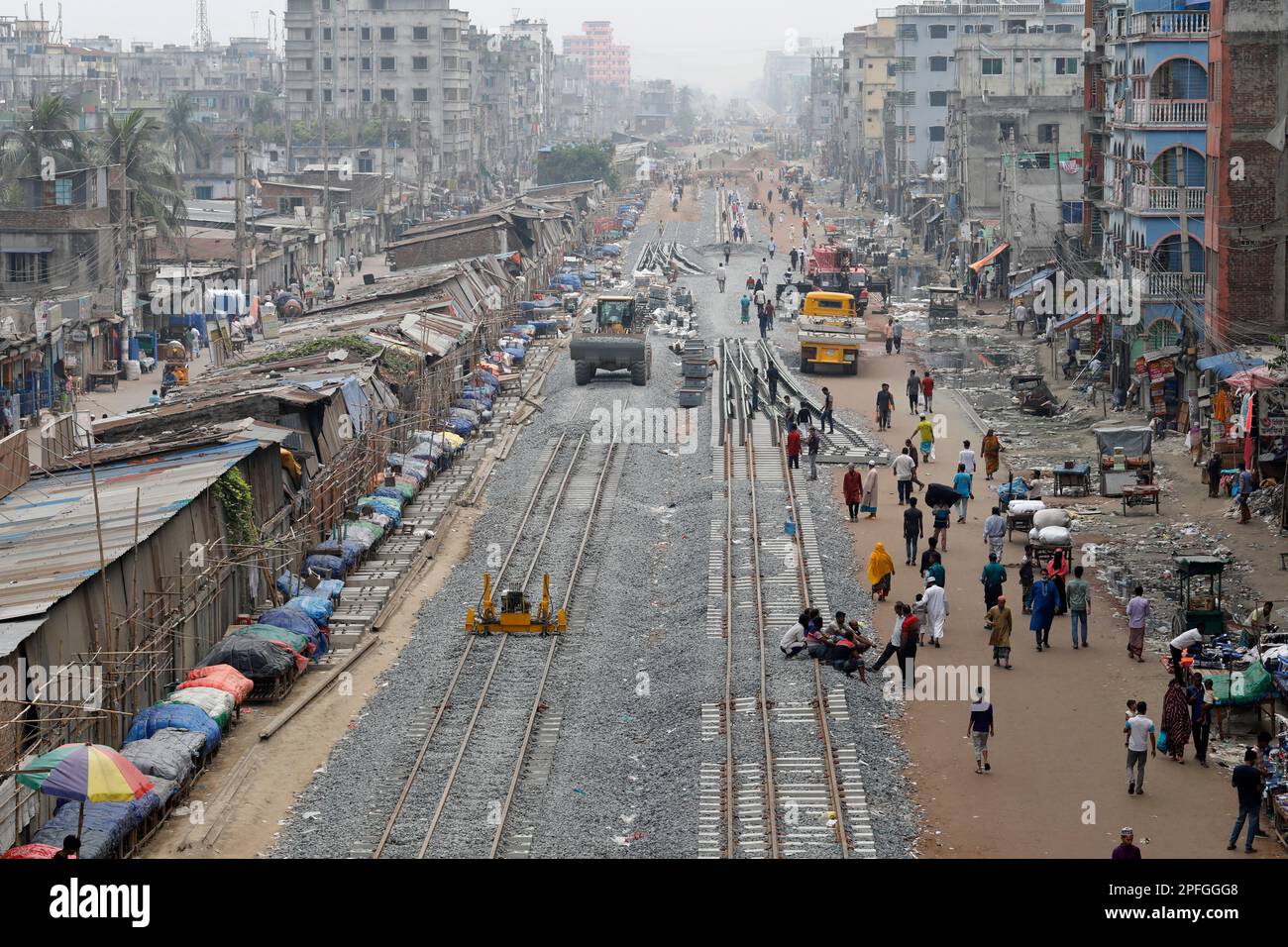 Dhaka, Bangladesh - March 17, 2023: 169 km railway line is being ...