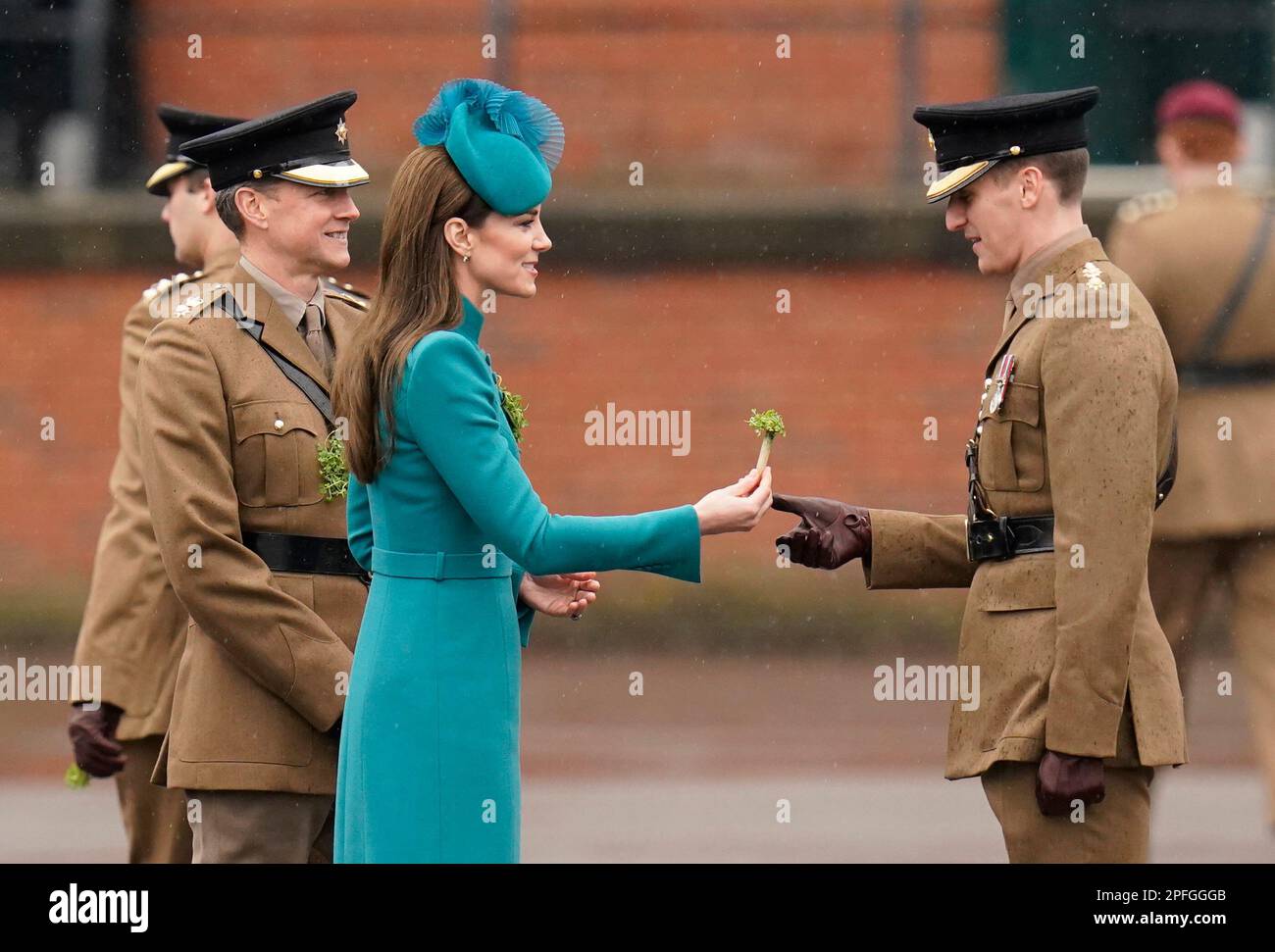 The Princess of Wales presents the traditional sprigs of shamrock to ...