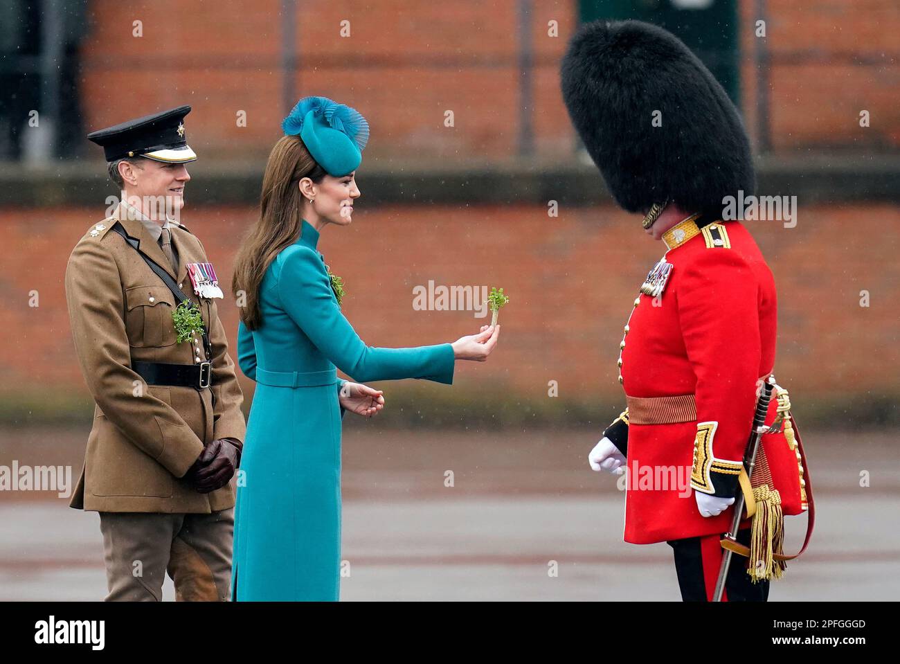 The Princess of Wales presents the traditional sprigs of shamrock to ...