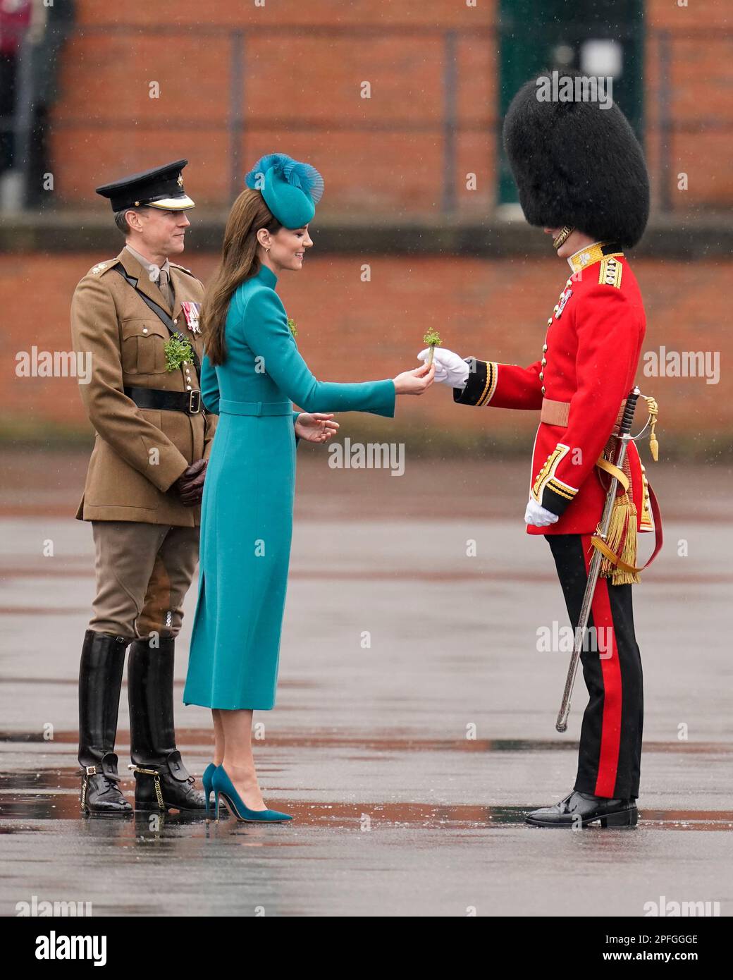 The Princess of Wales presents the traditional sprigs of shamrock to ...