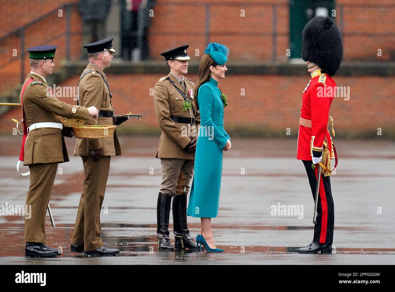 The Princess of Wales presents the traditional sprigs of shamrock to ...