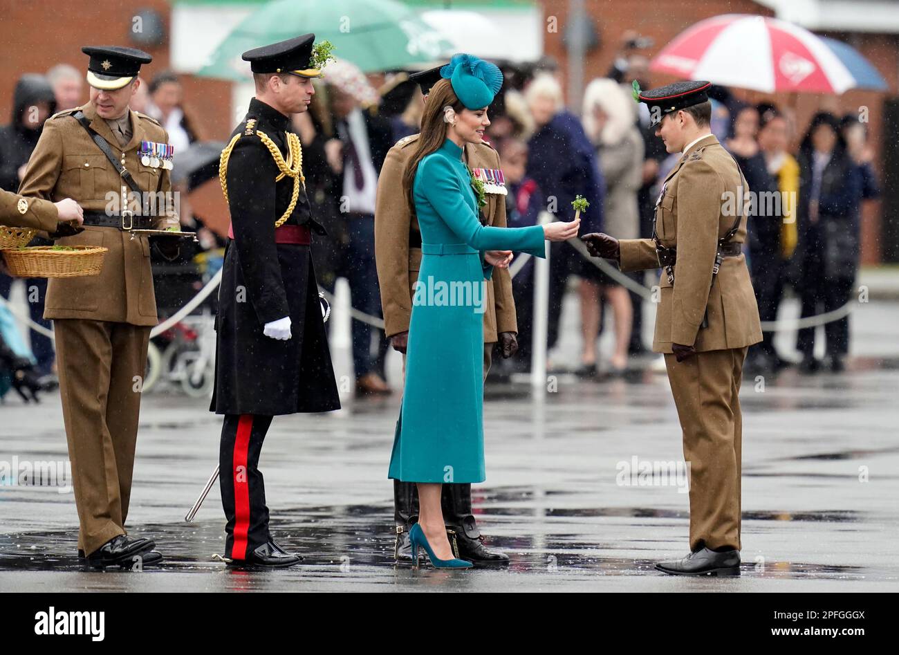 The Princess of Wales presents the traditional sprigs of shamrock to ...