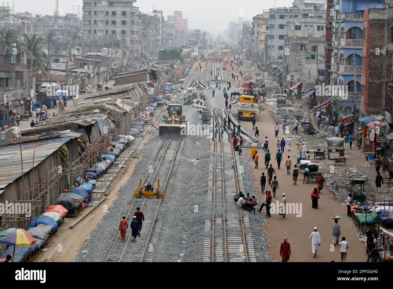 Dhaka, Bangladesh - March 17, 2023: 169 km railway line is being ...