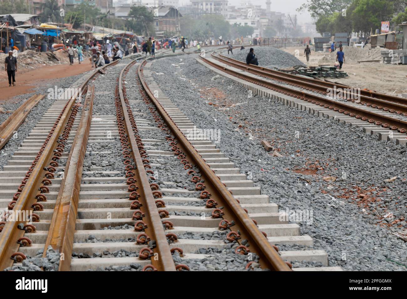 Dhaka, Bangladesh - March 17, 2023: 169 km railway line is being ...